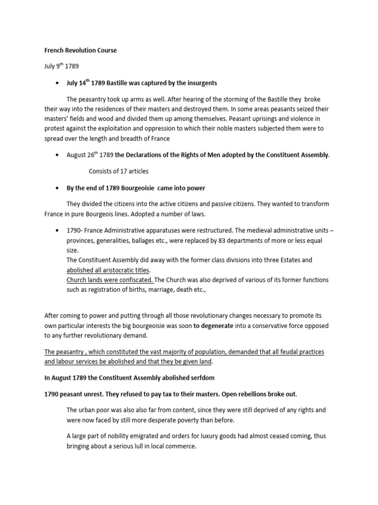 French Revolution Course | PDF | Reign Of Terror | French Revolution