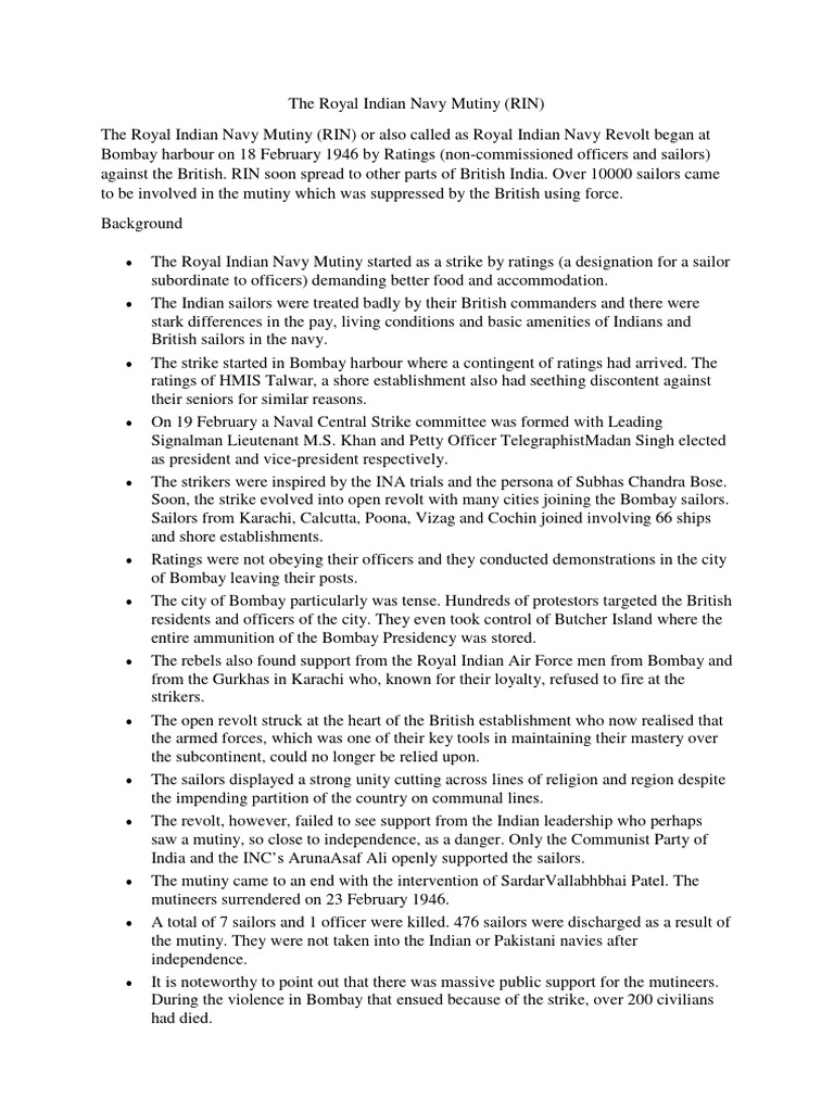 RIN Mutiny | PDF | Naval Warfare | Navies