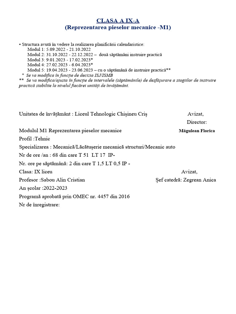 Planificari pe module | PDF
