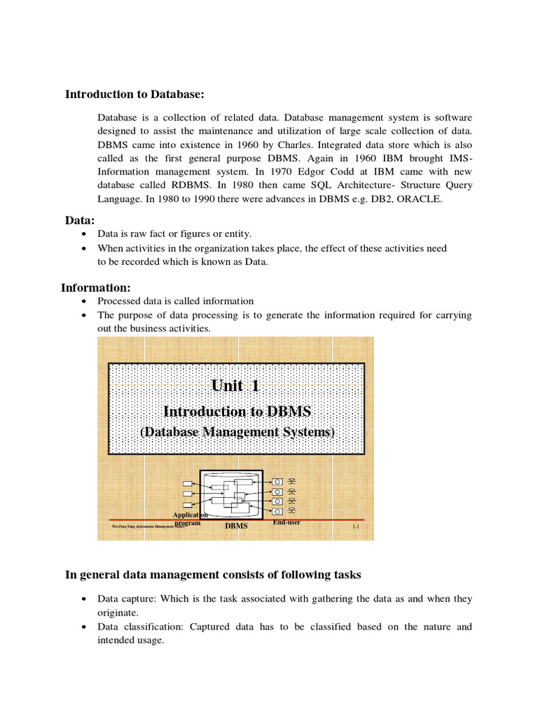 Unit-I Notes DBMS | PDF | Databases | Conceptual Model Unit-I Notes DBMS | PDF | Databases | Conceptual Model