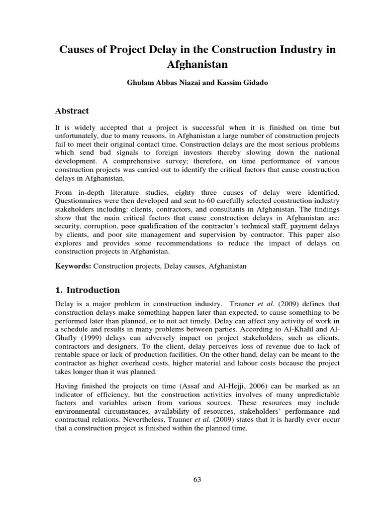 Causes of Project Delay in The Construct | PDF