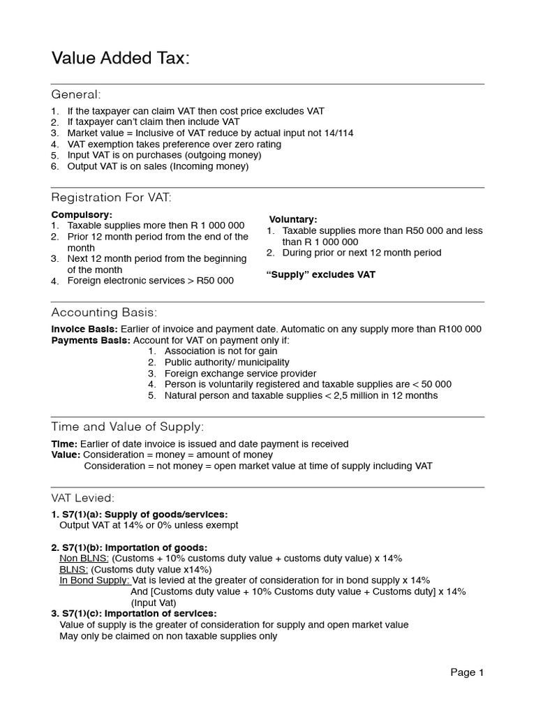 TAX Summary NB | PDF | Tax Deduction | Value Added Tax