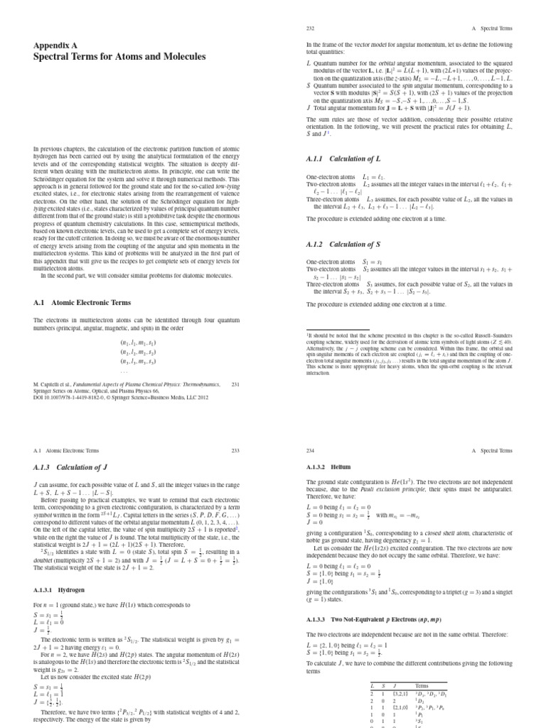 Spectral Terms of Atoms and Molecules | PDF | Electron Configuration ...