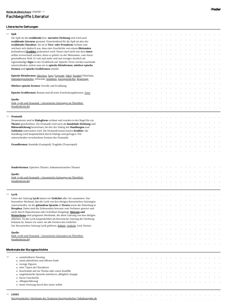 Fachbegriffe Literatur | PDF