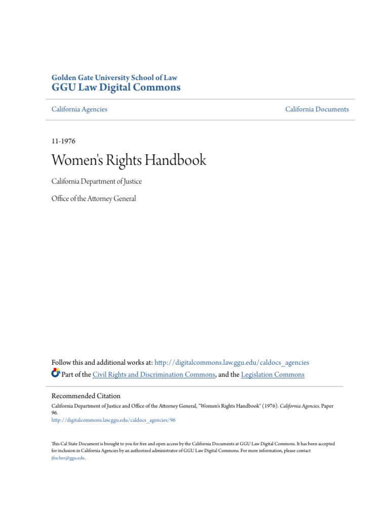 Women's Rights Handbook 1976 | PDF | Justice | Crime & Violence