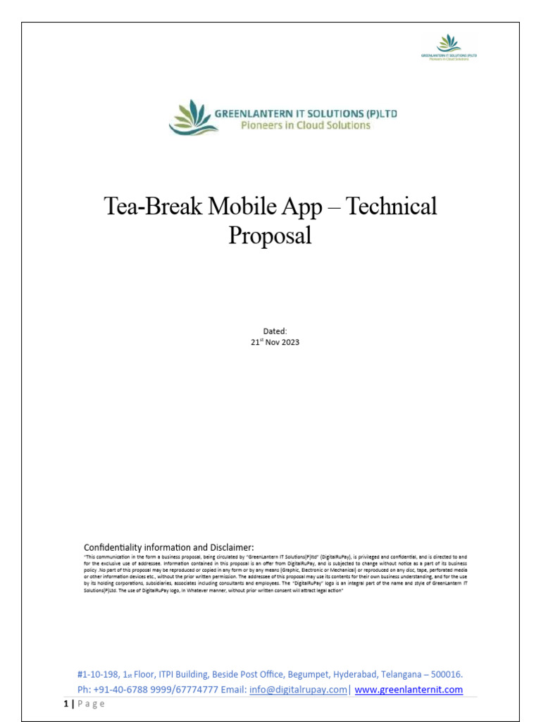 Tea-Break v2 (Detailed Scope) - Technical Proposal | PDF
