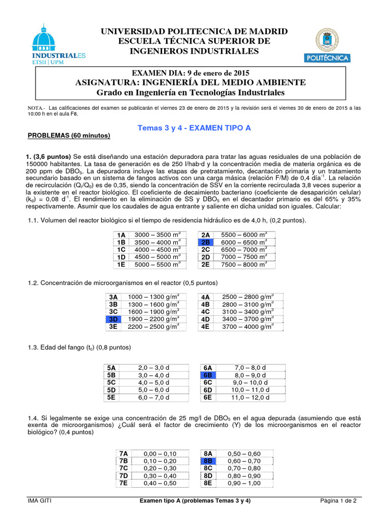 Problemas-IMA-Enero-2015_Temas_3-4_SOL | PDF | Ingeniería Ambiental | Materiales