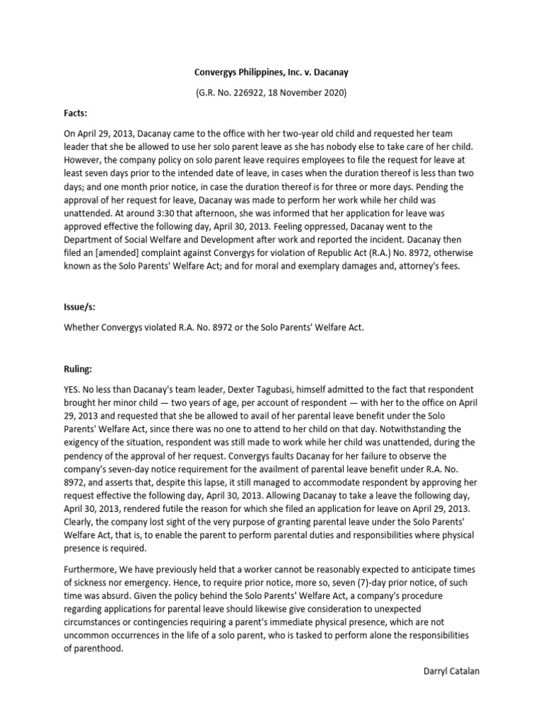 Convergys Philippines, Inc. v. Dacanay | PDF | Law