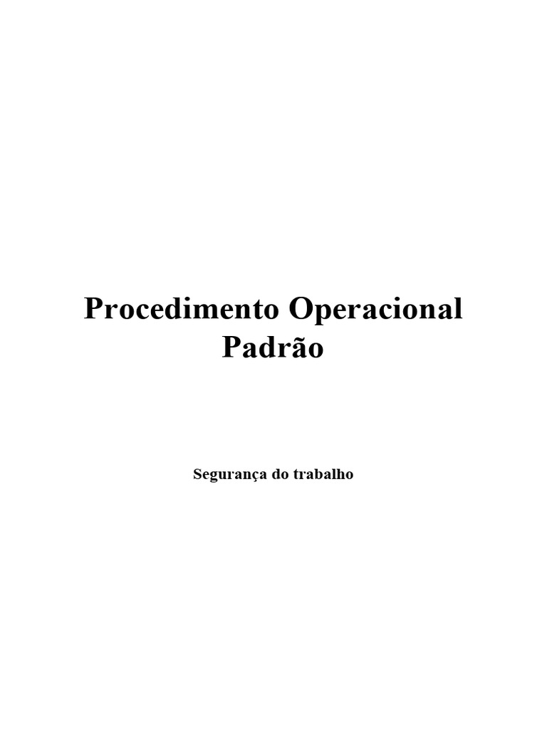 Procedimento Operacional Padrão | PDF | Segurança e saúde ocupacional