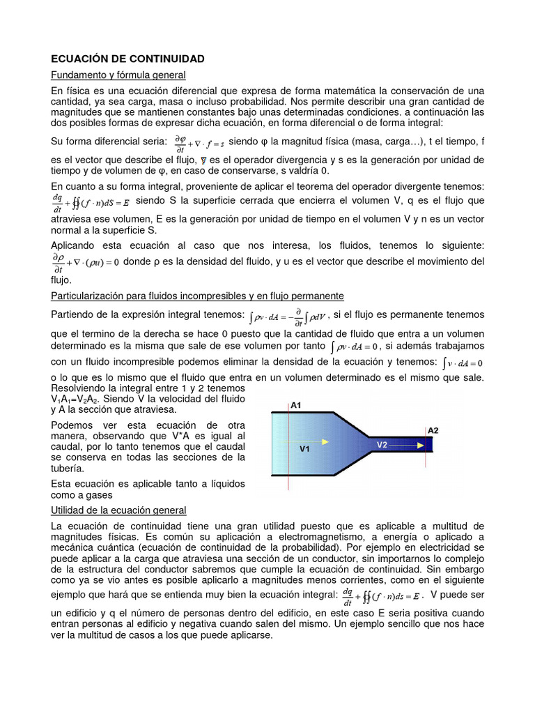 Ecuación de Continuidad: E DS N F DT DQ | PDF | Integral | Presión