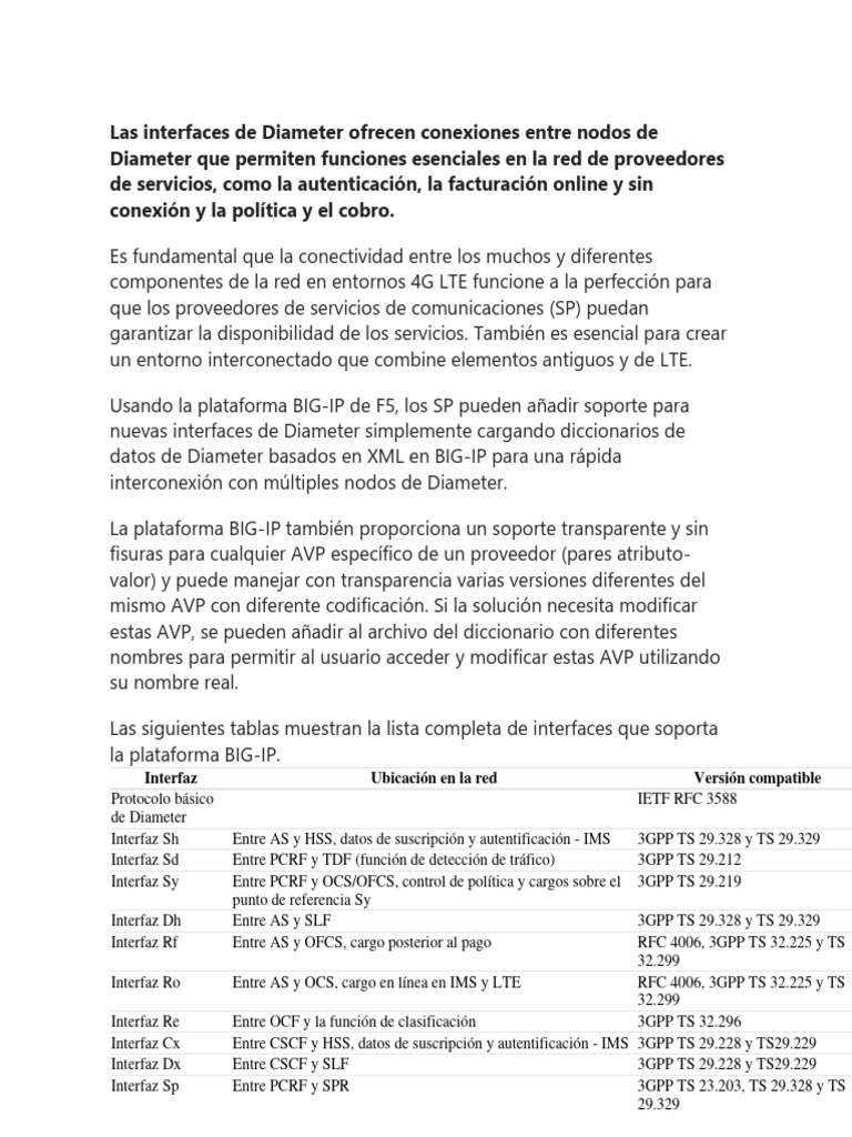 interfaces DIAMETER | PDF | Estándares de internet | Protocolos de internet