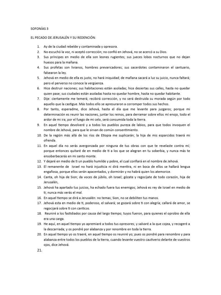 Sofonías 3 | PDF | Derecho