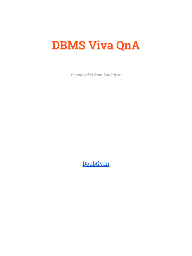Dbms Viva Qna | PDF | Relational Model | Relational Database Dbms Viva Qna | PDF | Relational Model | Relational Database
