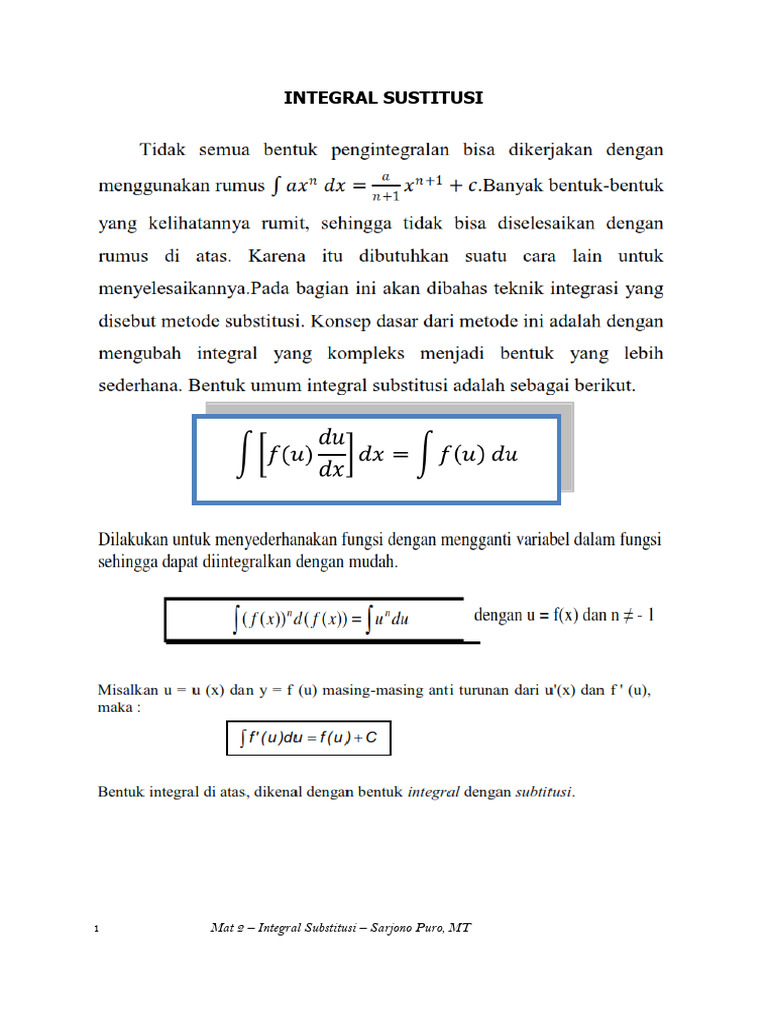 117 - 20220331001506 - 3. Pertemuan 3 - 4 Integral Substitusi | PDF