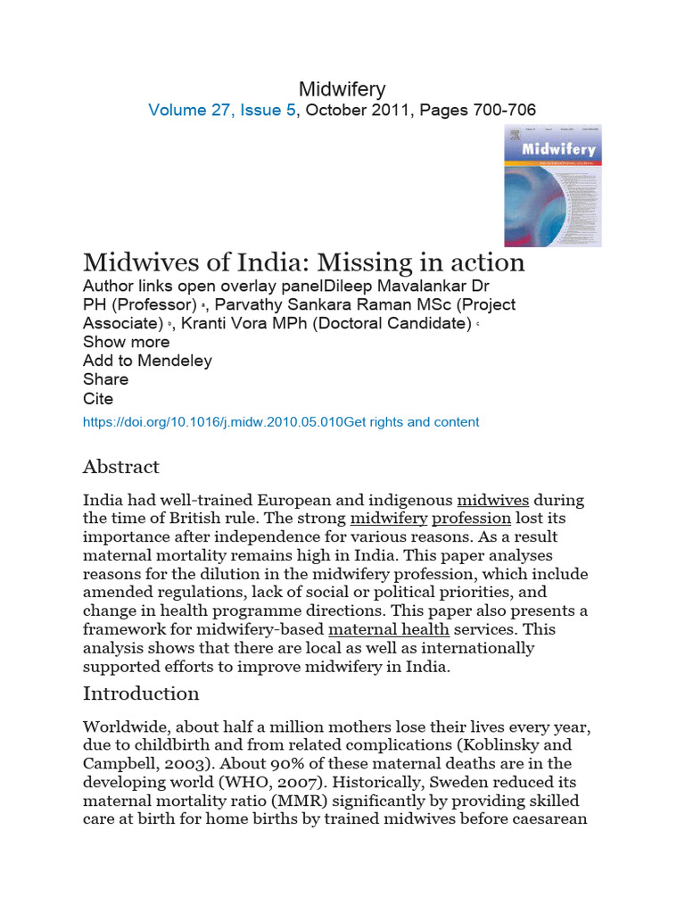 INDIA - Midwifery Isue and Regulation | PDF | Midwife | Midwifery
