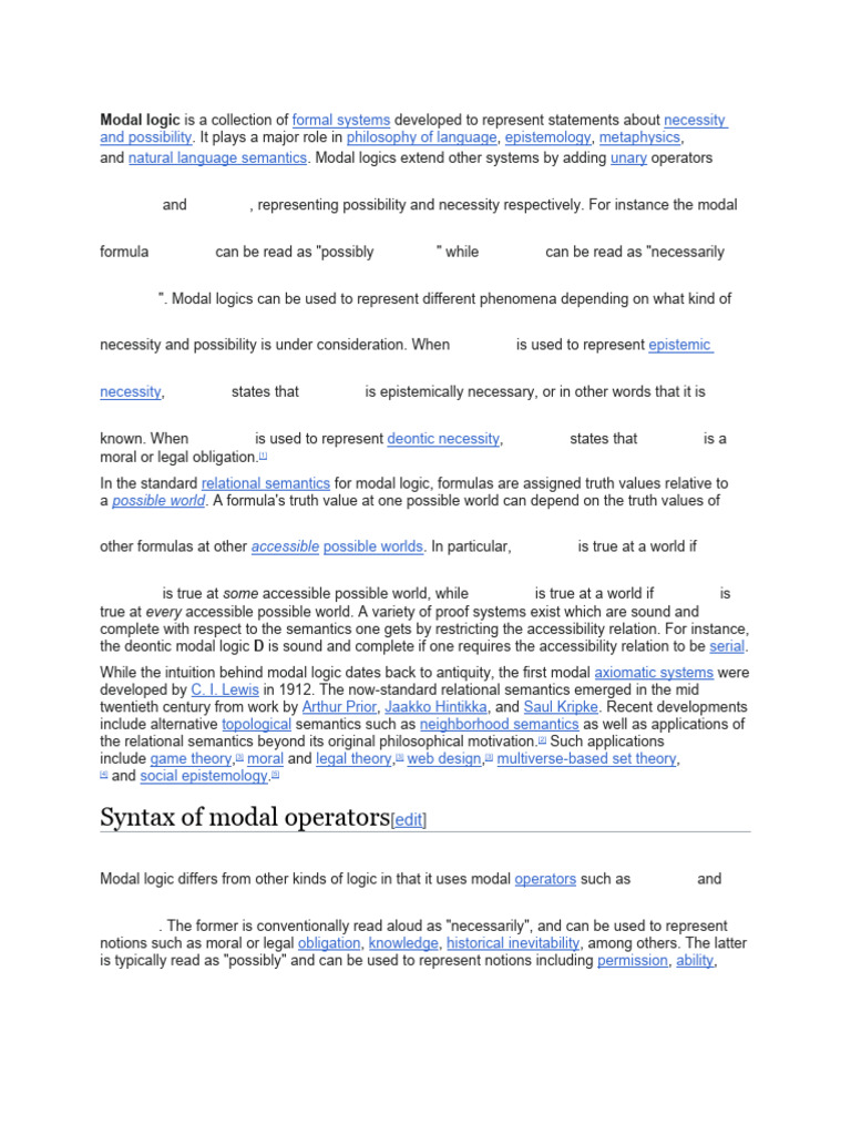 Syntax of Modal Operators | PDF | Modal Logic | Logic