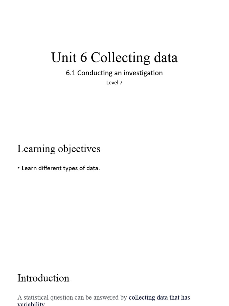 Level 7 Unit6 Collecting Data | PDF | Data | Categorical Variable