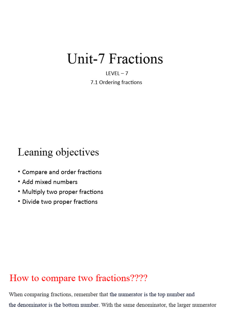7.1 Fractions Level 7 | PDF