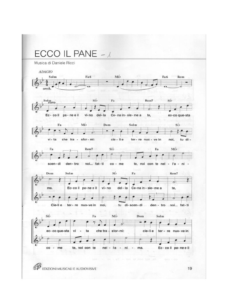 Ecco Il Pane - Ricci - Spartito | PDF