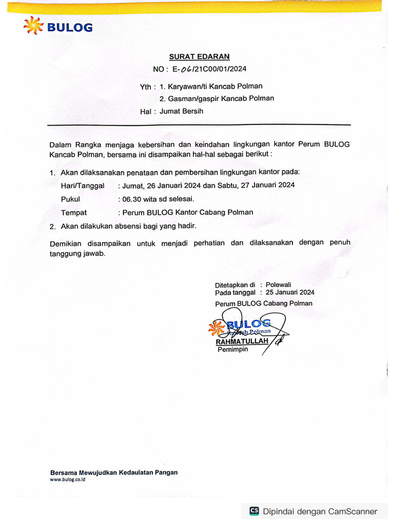 Surat Edaran Jumat Bersih | PDF