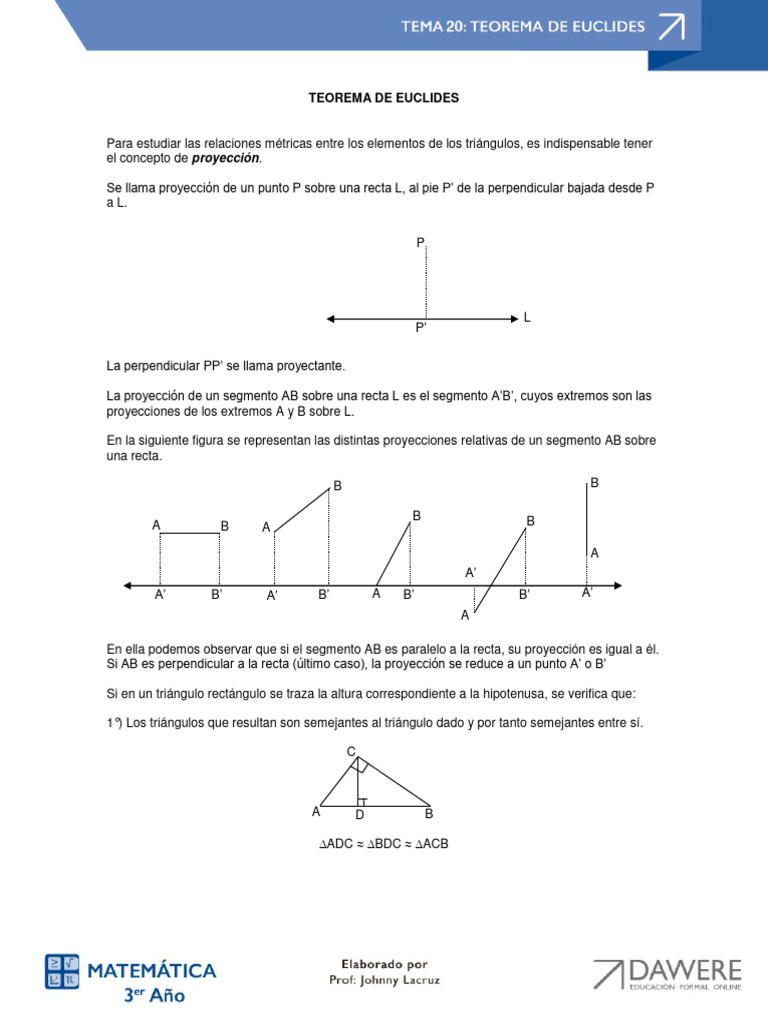 Teorema de Euclides | PDF | Triángulo | Geometría del plano euclidiano
