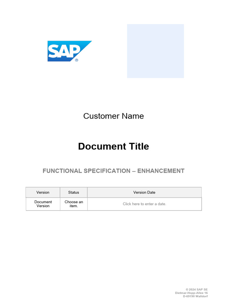 SAP Functional Spec Enhancement | PDF | Specification (Technical ...