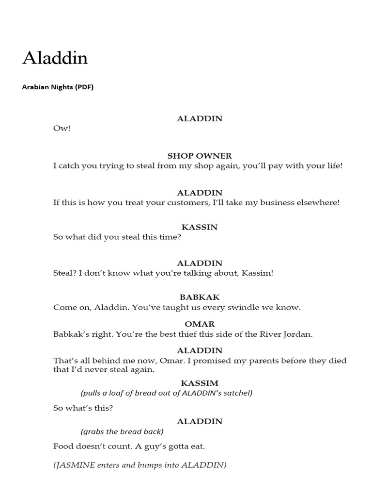 Aladdin Short Script | PDF