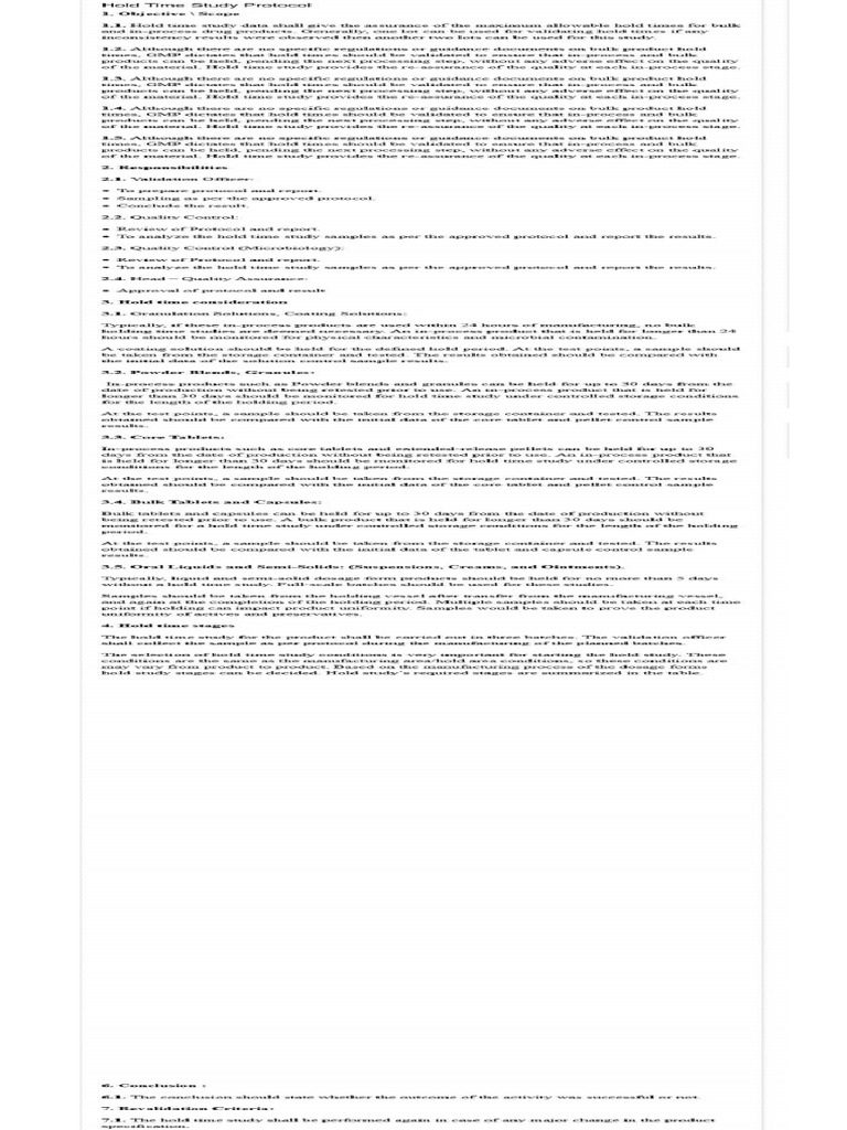 Hold Time Sop and Protocol | PDF