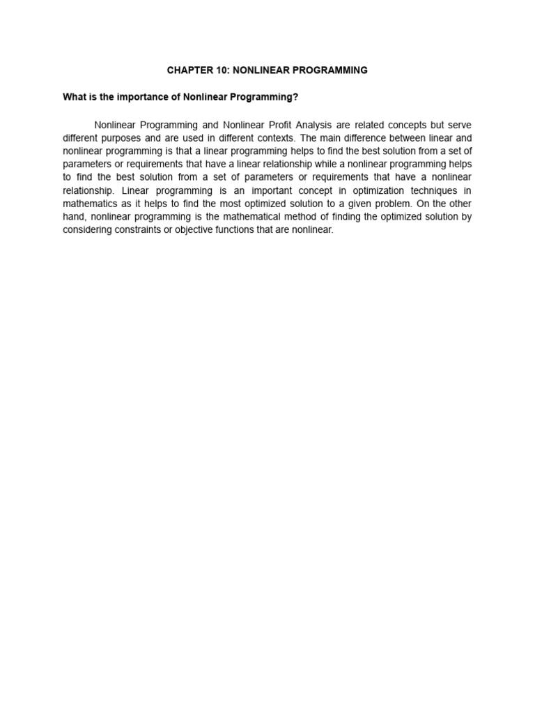 Chapter 10 - Nonlinear Programming | PDF