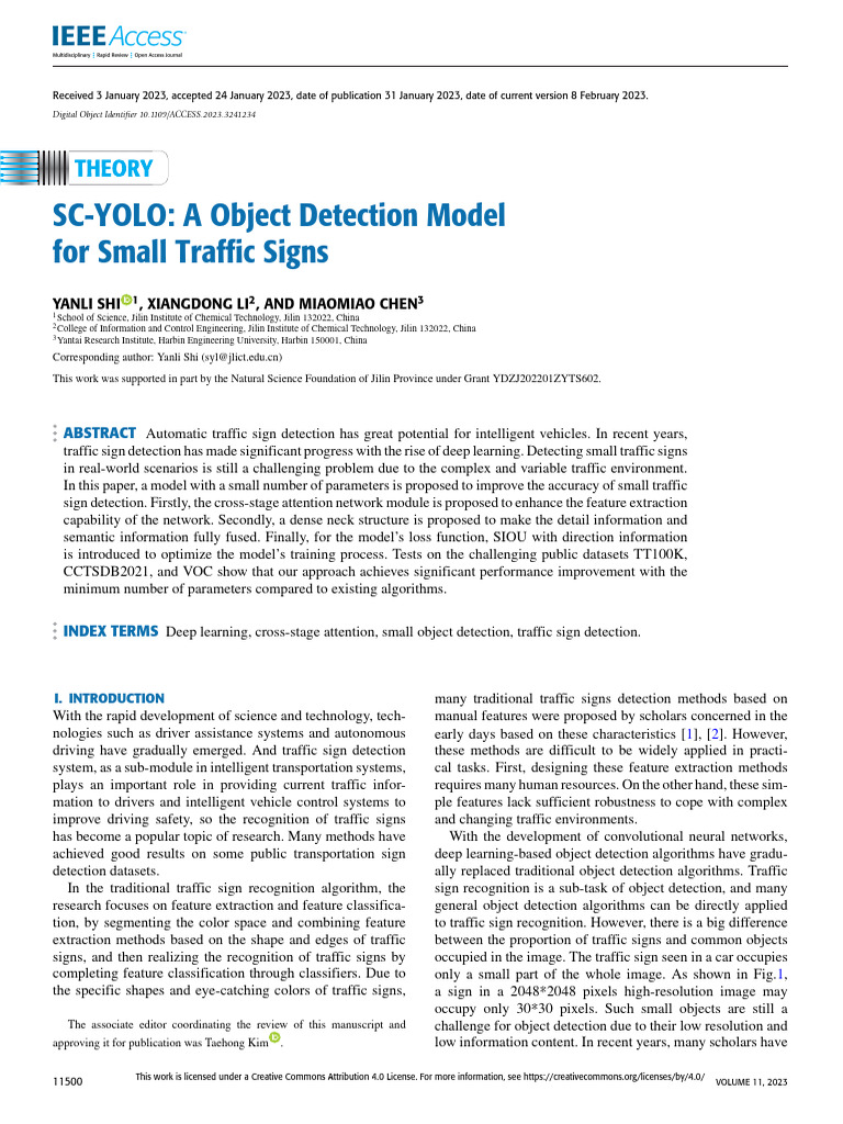 SC-YOLO A Object Detection Model For Small Traffic Signs | PDF | Deep ...