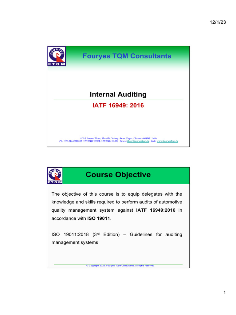Internal Auditing Iatf Dec 2023 | PDF | Audit | Auditor's Report