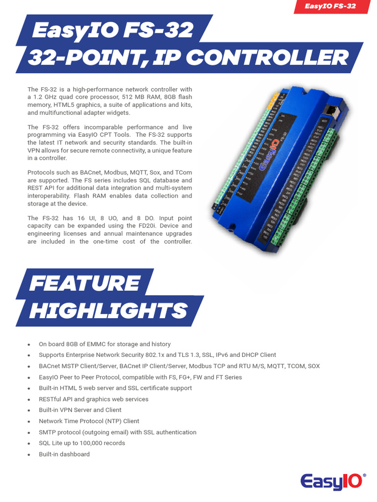 EasyIO FS-32: 32-Point IP Controller | PDF | Transport Layer Security ...