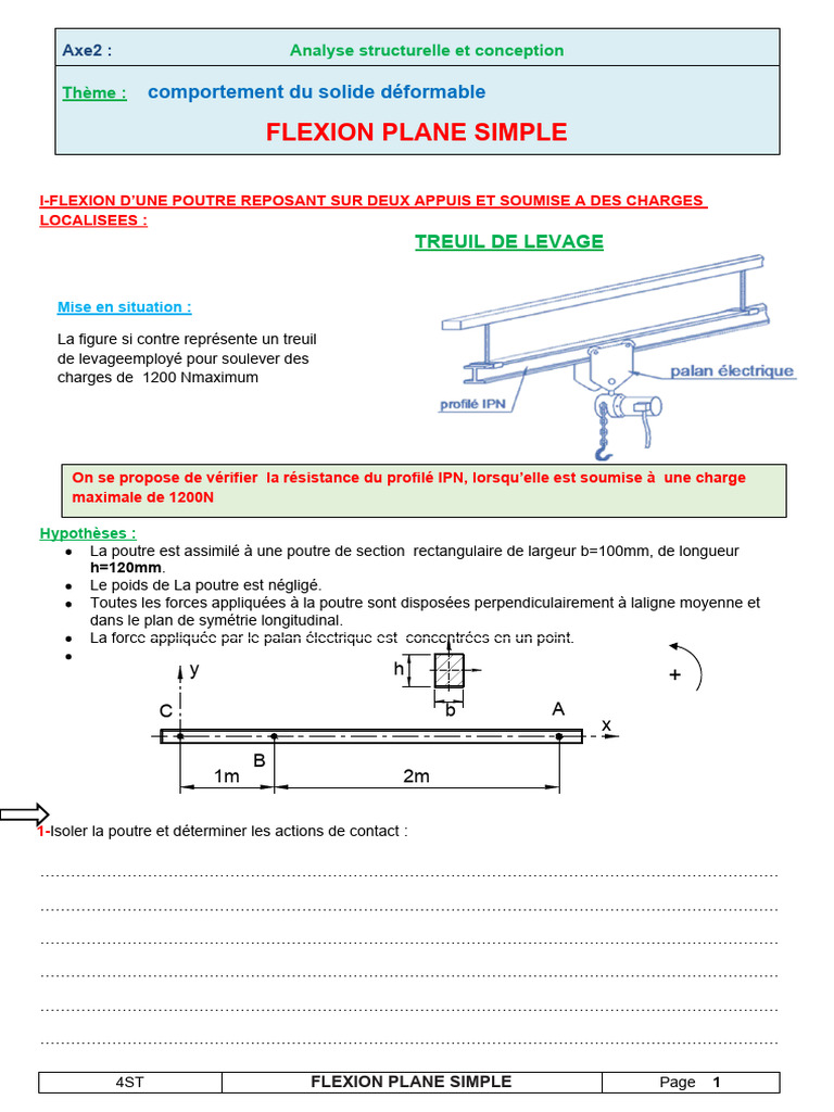 Flexion d'une poutre hyperstatique | PDF | Résistance des matériaux ...