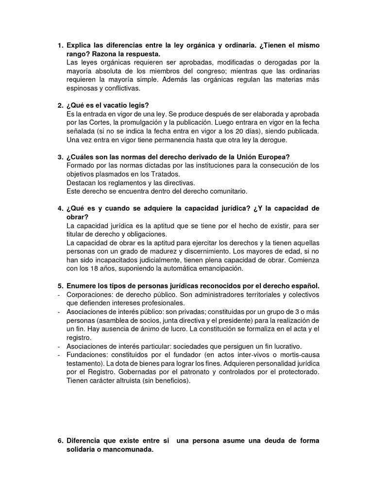 Preguntas Típicas de Examen Derecho | PDF | Propiedad | Justicia