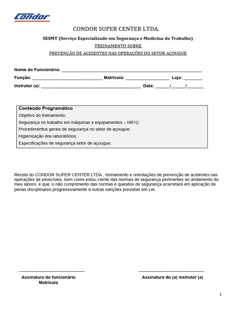 TTO - AÇOUGUE - Prevençao de Acidentes Nas Operações de Pereciveis ... TTO - AÇOUGUE - Prevençao de Acidentes Nas Operações de Pereciveis ...