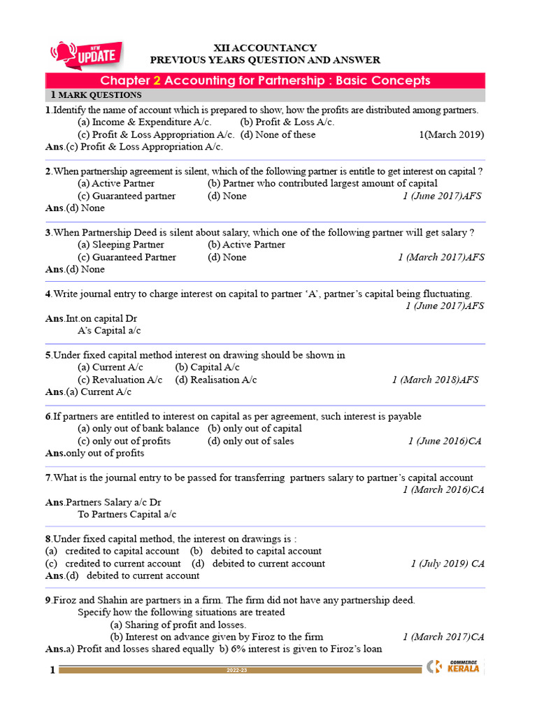 Previous Questions And Answers Plus Two Accountancy Pdf Goodwill