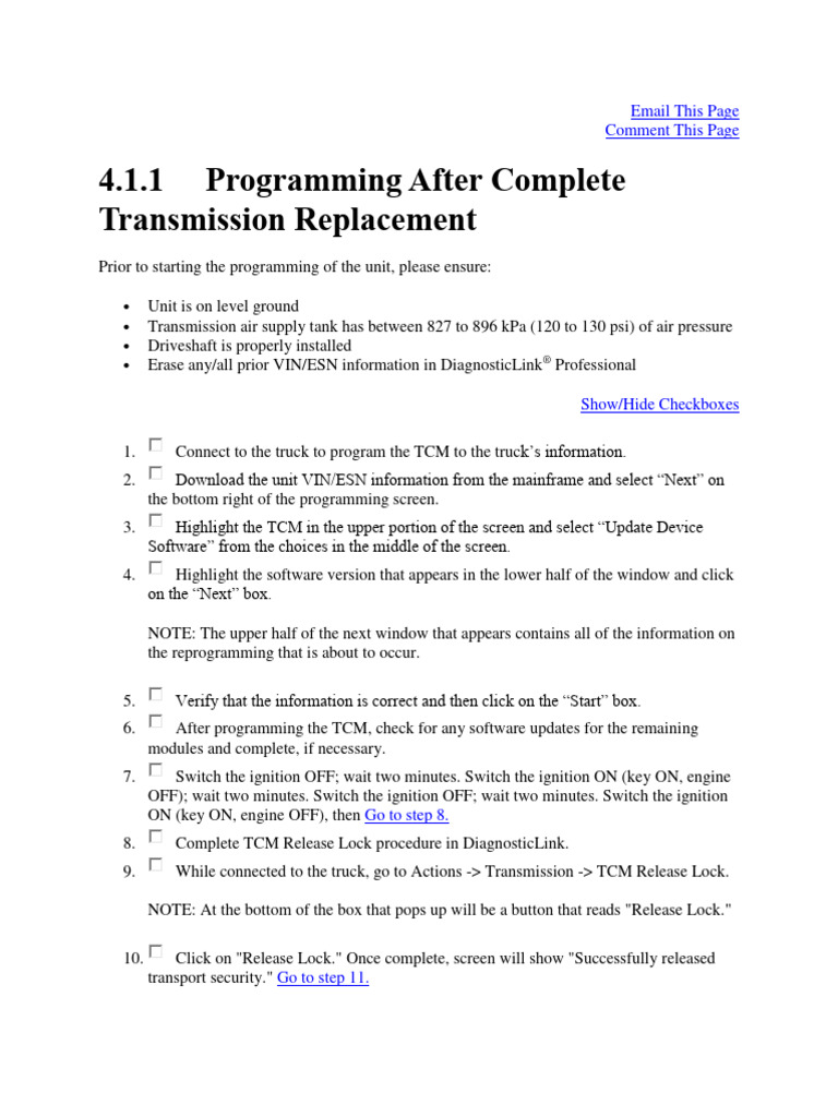 Programming After Complete Transmission Replacement | PDF | Software ...