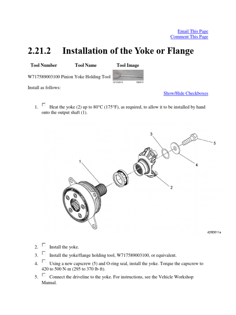 Installation of The Yoke or Flange | PDF