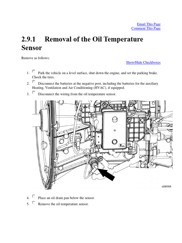 Removal of The Oil Temperature Sensor | PDF