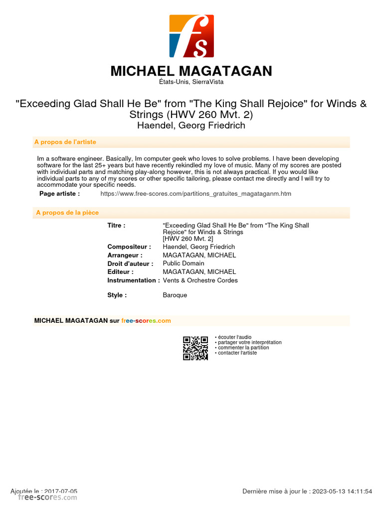 (Free Scores - Com) - Haendel Georg Friedrich Exceeding Glad Shall From The King Shall Rejoice ...