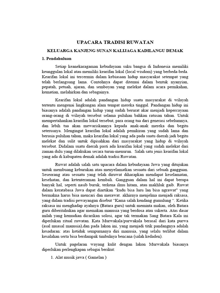 UPACARA TRADISI RUWATAN Aina 2024-1 | PDF | Ilmu Sosial | Agama ...