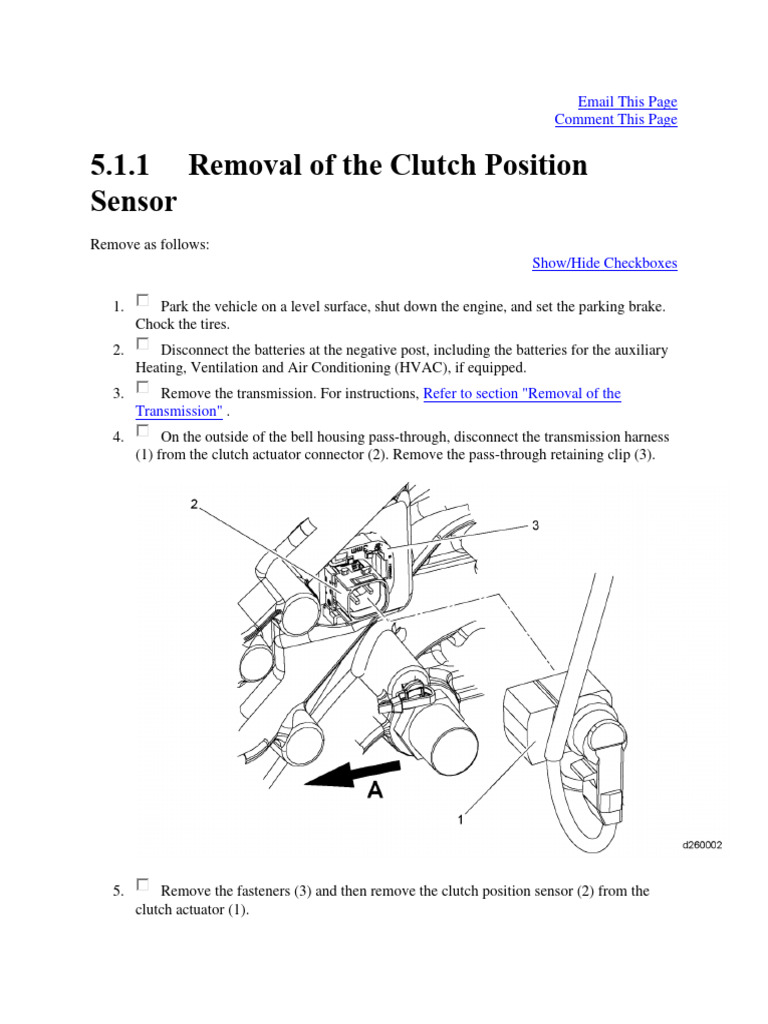 Removal of the Clutch Position Sensor | PDF