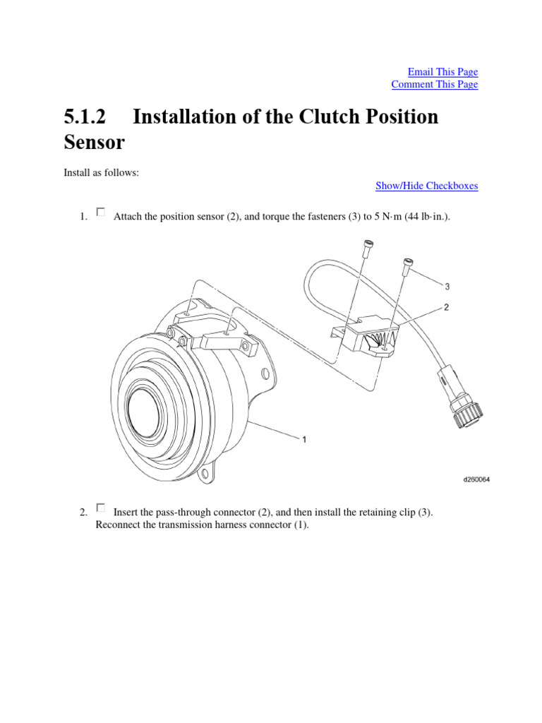 Installation of The Clutch Position Sensor | PDF