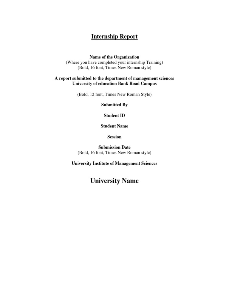 Internship Report Format | PDF