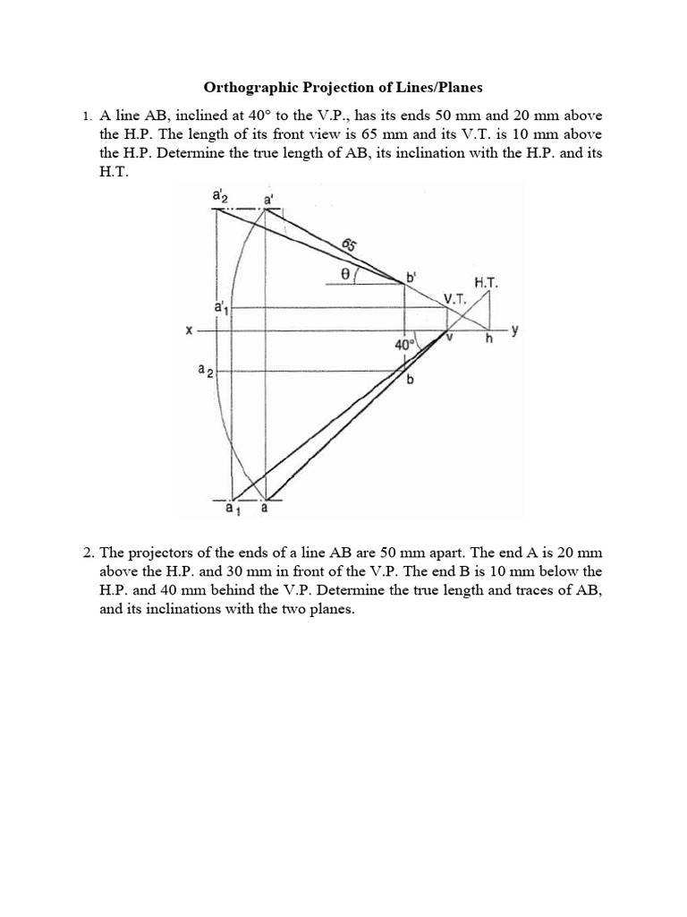 OrthoGraphic Projection of Lines and Planes | PDF | Science & Mathematics