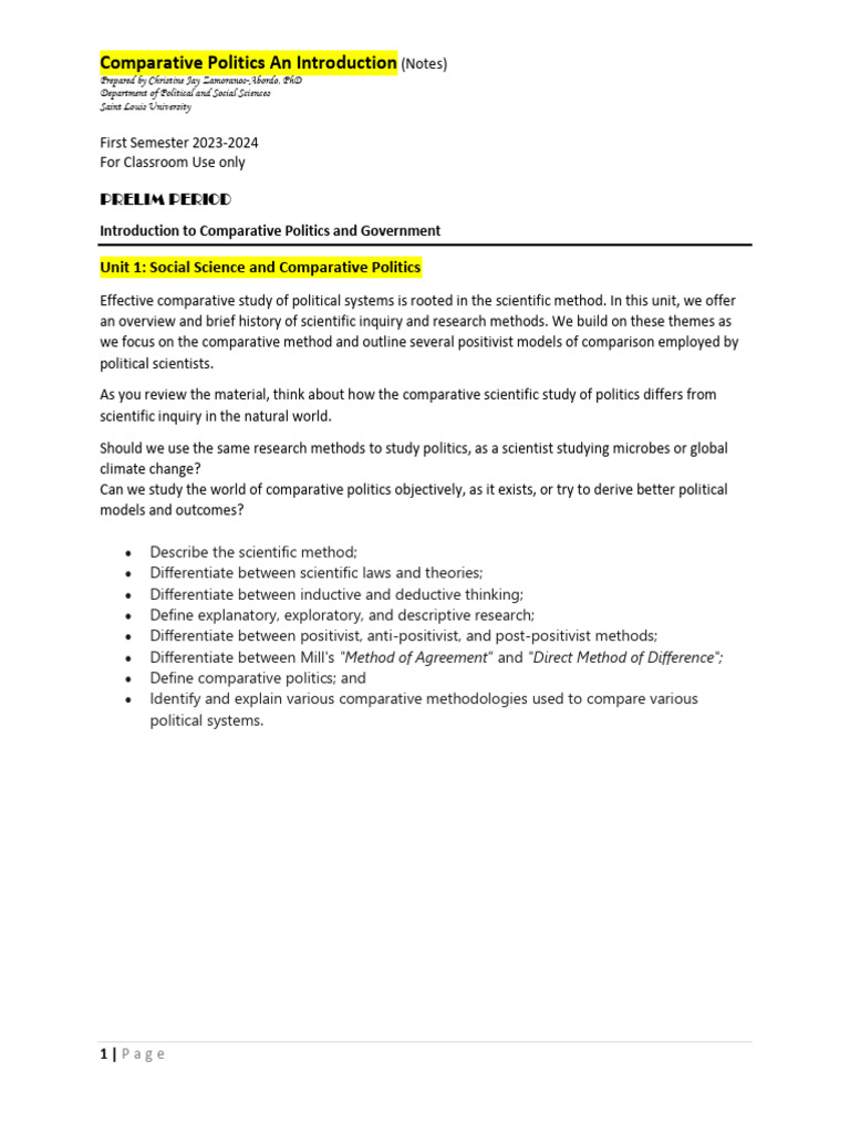 Social Science and Comparative Politics | PDF | Scientific Method ...