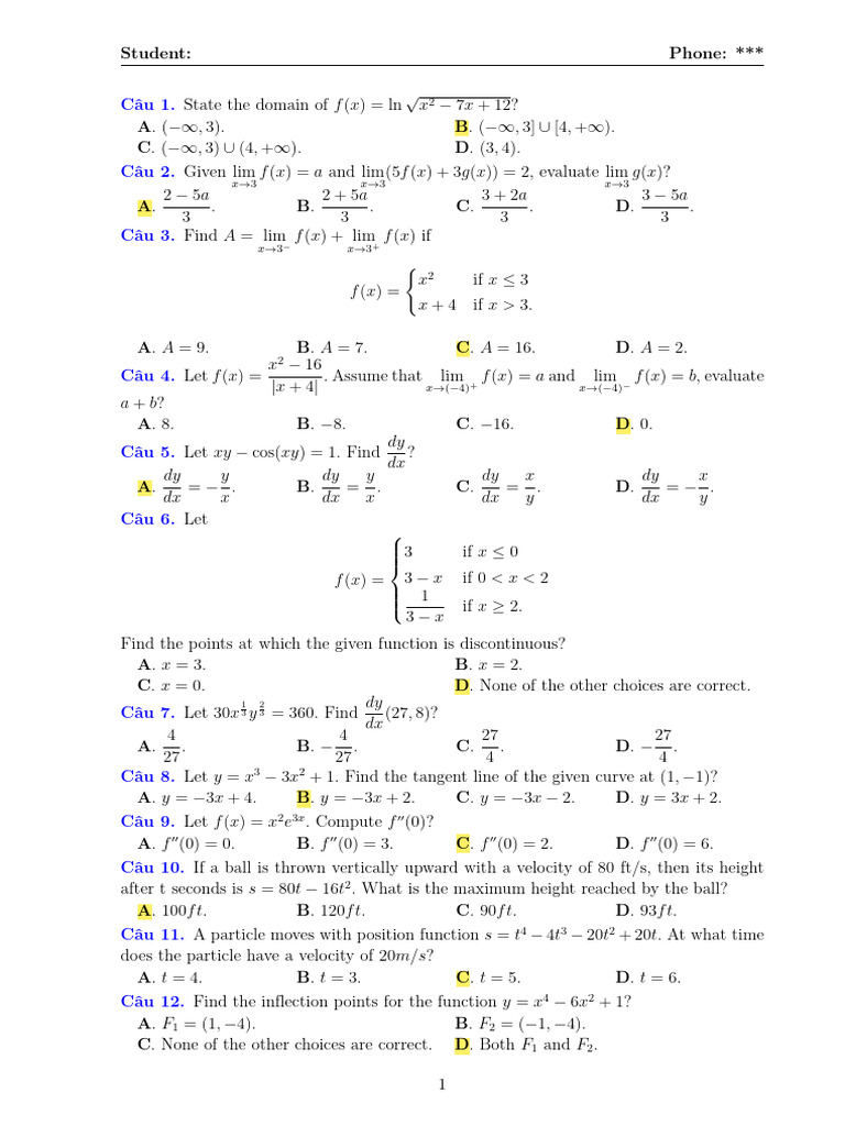 Bai Tap TNKQ | PDF | Analysis | Mathematical Concepts