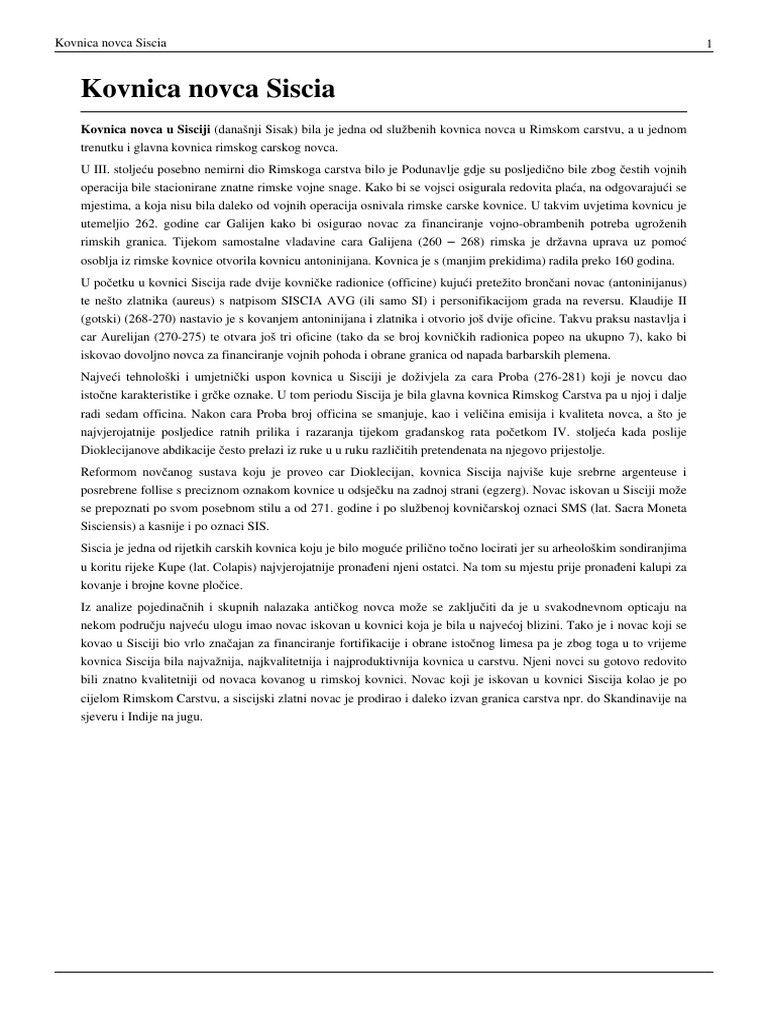 Kovnica Novca Siscia | PDF