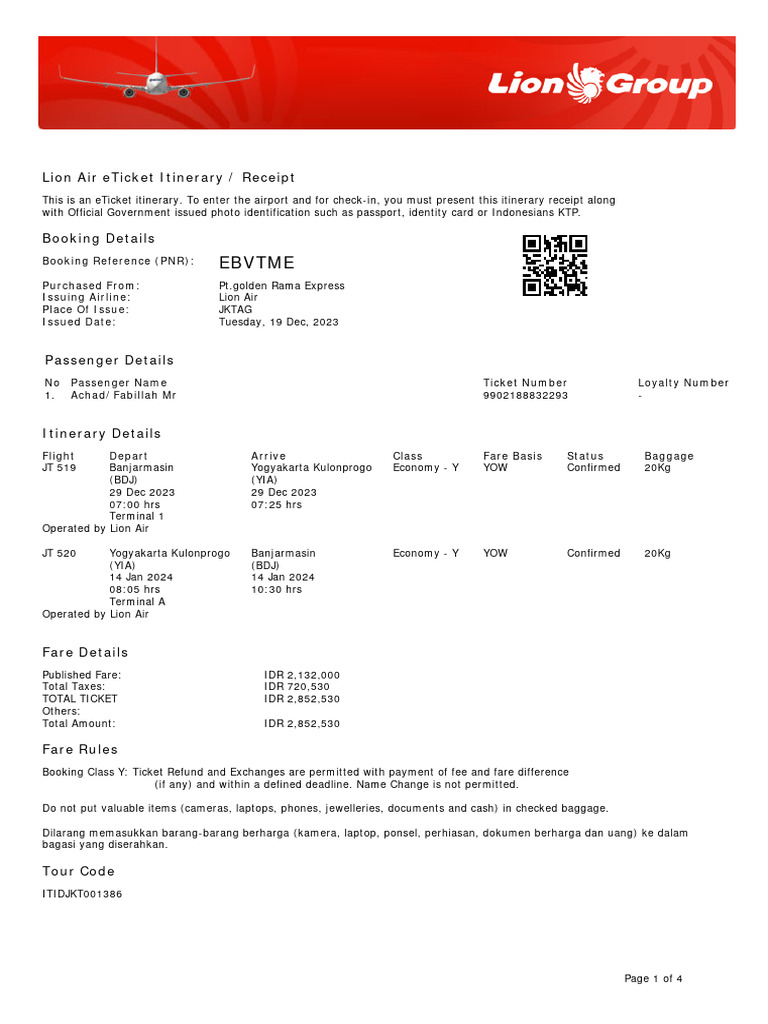29 12 - 14 01 2024 Bdj-Yia Yia-Bdj Fabillah Achad | PDF | Aviation ...