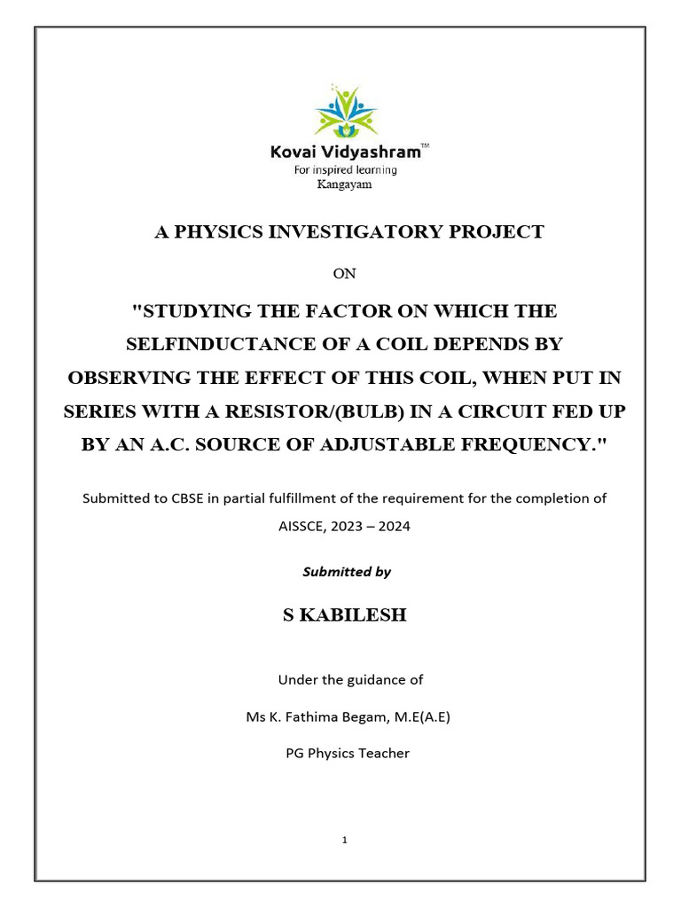 Phy Project | PDF | Inductor | Inductance